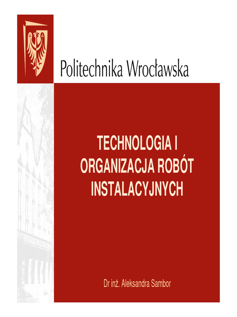 Technologia I Organizacja Robot - Wyklad 1 10 | PDF