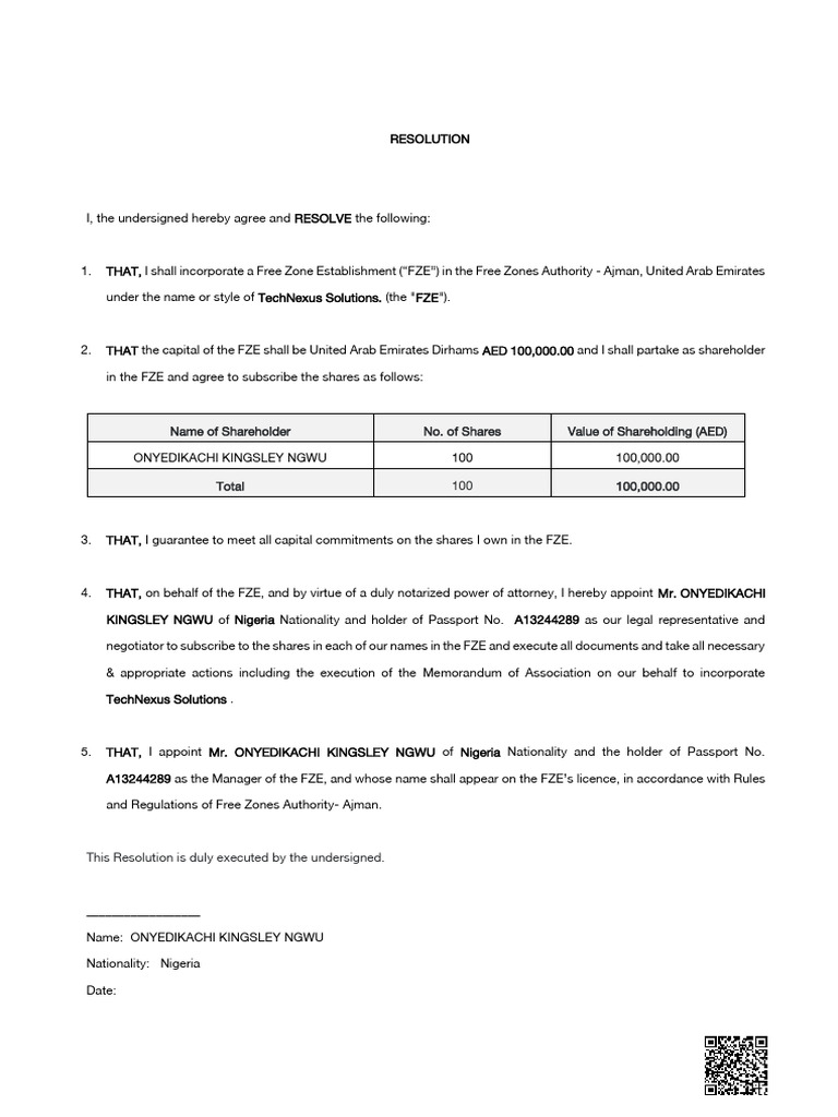 Resolution For The Incorporation | PDF