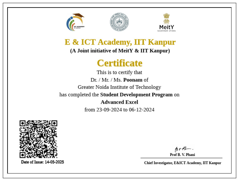 Certificate - Ifacet Iitk | PDF