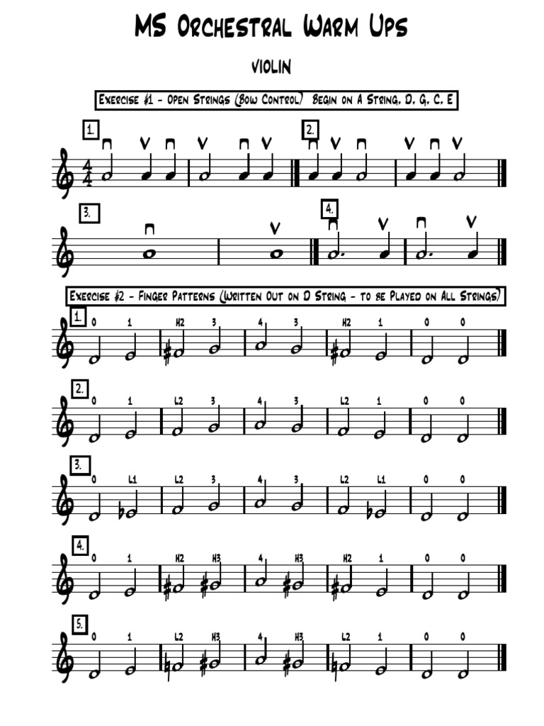 Violin Warm Ups | PDF | Violin | String Instruments