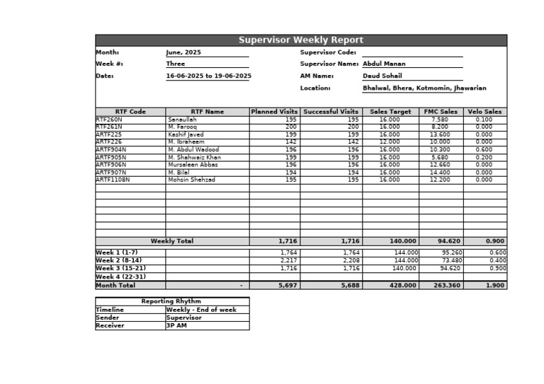 Supervisors Weekly Report (June 2025 Week Three) | PDF