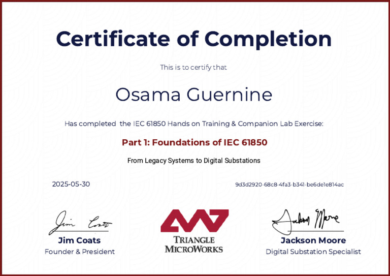 Certi Cate of Completion: Osama Guernine | PDF