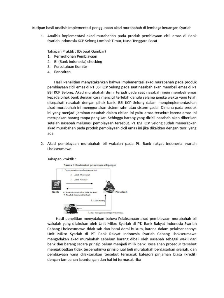Implementasi Akad Murabahah Emas Syariah | PDF