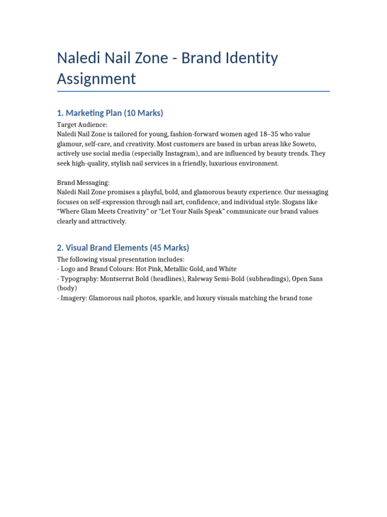 Naledi Nail Zone Assignment Complete | PDF