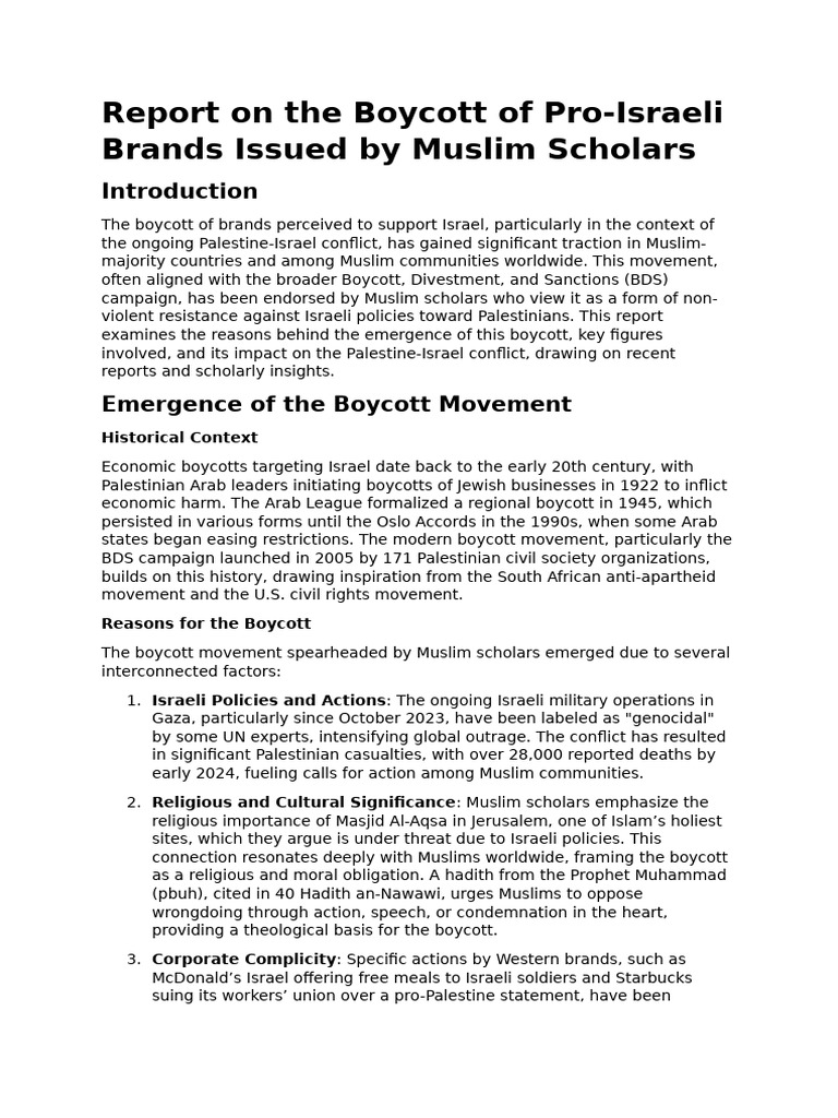 Boycott of Pro-Israeli Brands by Scholars | PDF | Boycott, Divestment ...