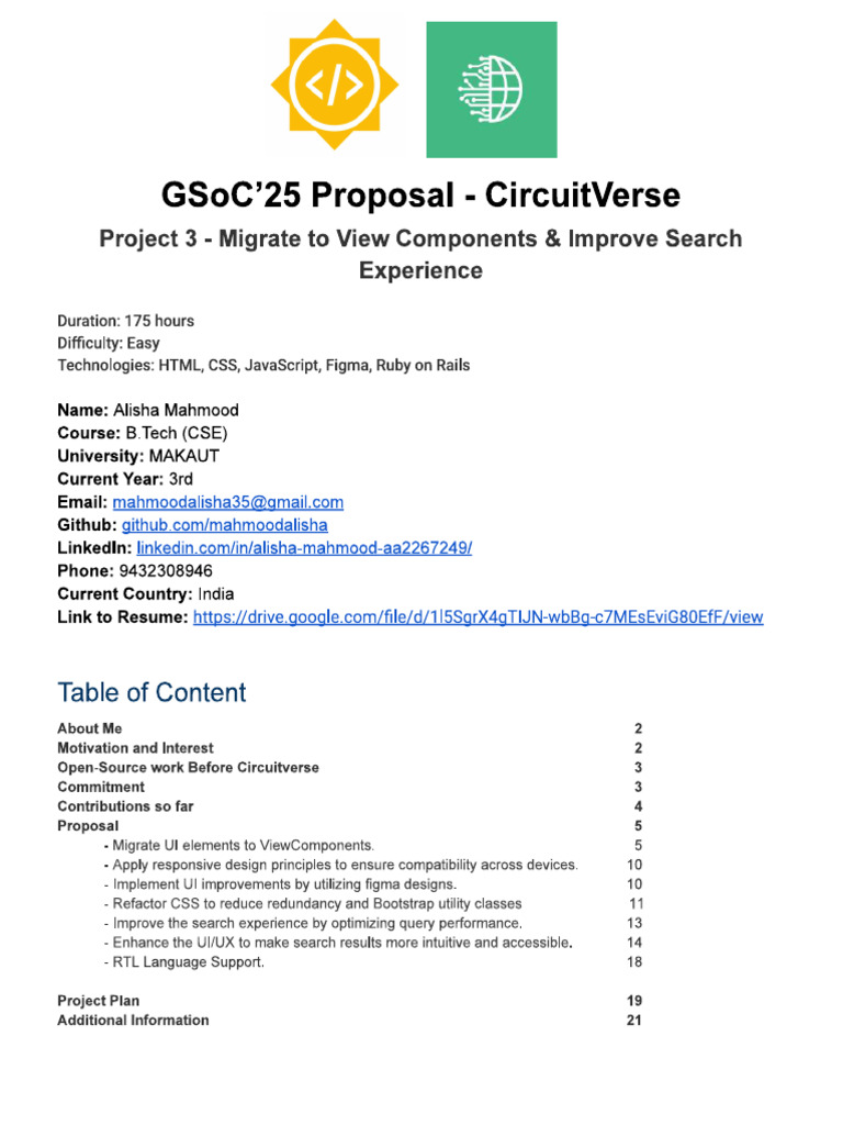 Alisha GSoC'25 Proposal | PDF