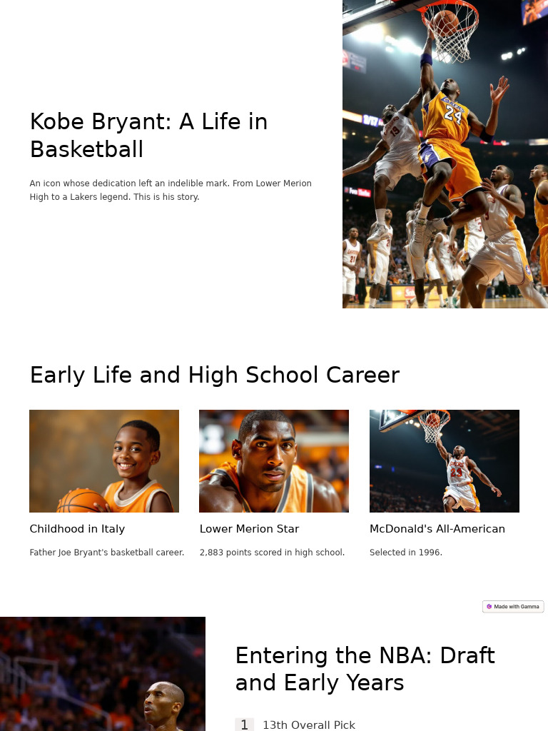 Kobe Bryant A Life in Basketball | PDF