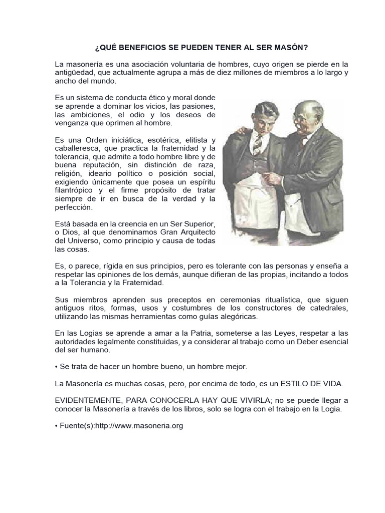 Qué Beneficios Se Pueden Tener Al Ser Masón | PDF