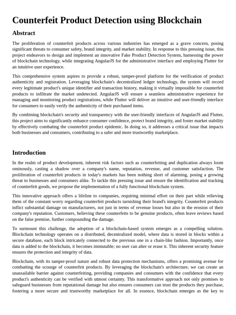 Fake Product Detection Using Blockchain Data 1 | PDF | Authentication | Counterfeit