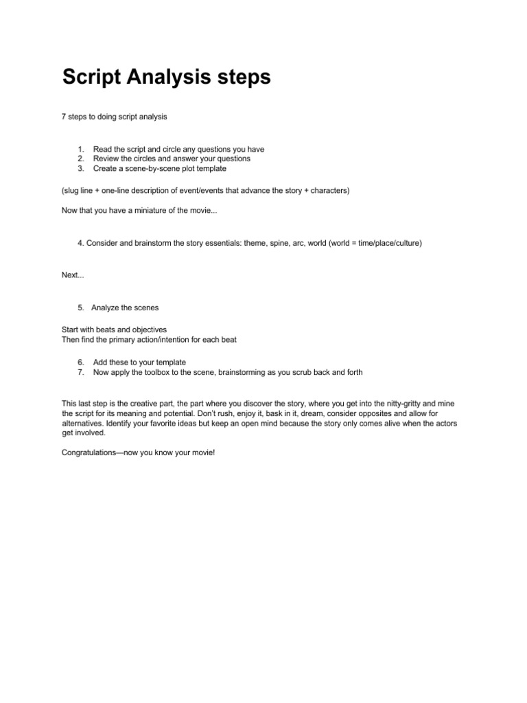 Script Analysis Steps | PDF