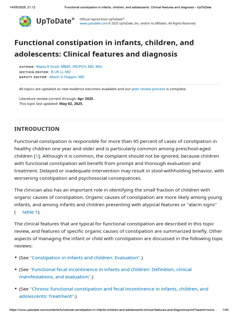 Functional Constipation in Children: Diagnosis | PDF | Constipation ...