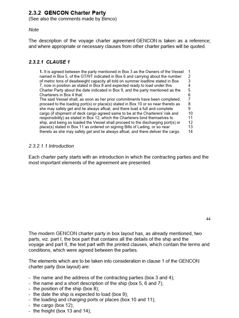 C-P 43-55 Clause 1 | PDF | Tonnage | Cargo