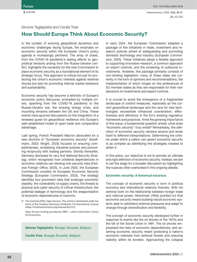 Europe's Economic Security Strategy 2024 | PDF | Ecological Resilience ...