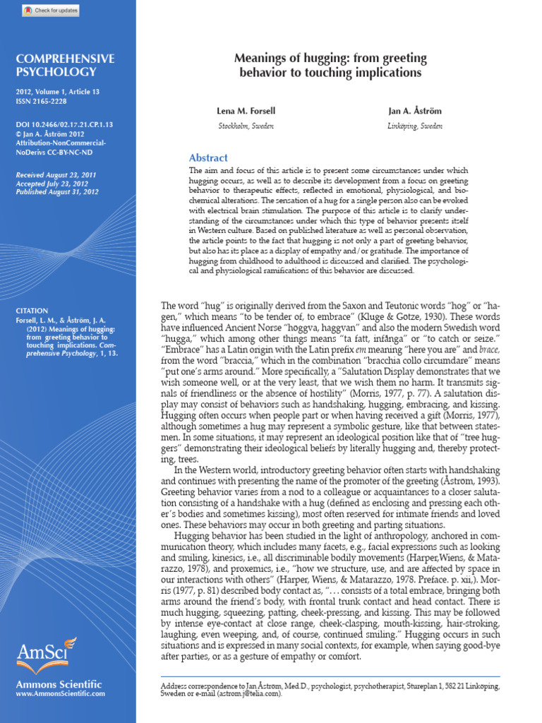 Meanings and Implications of Hugging | PDF | Attachment Theory ...