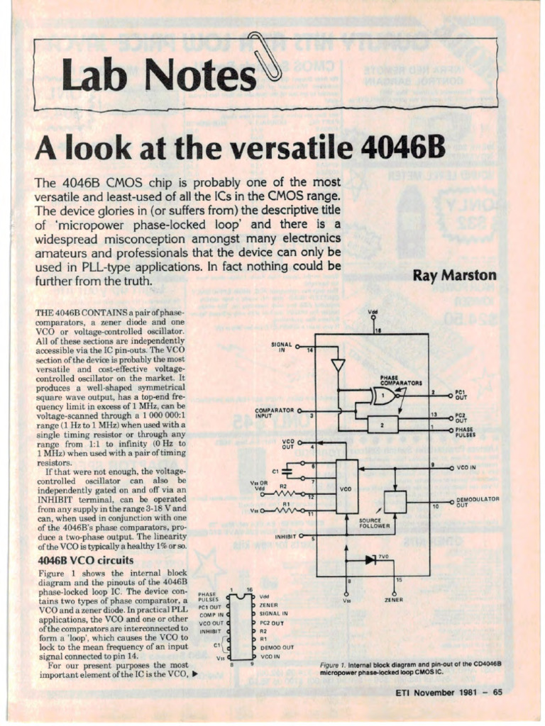 CD4046 PLL Applications | PDF