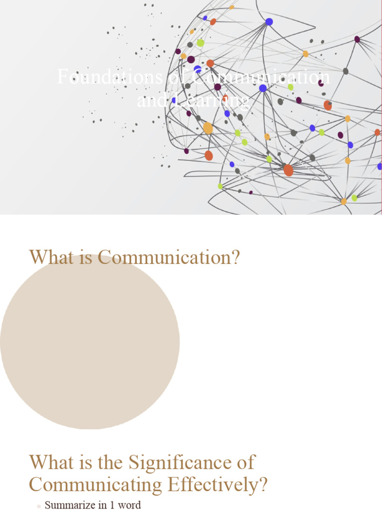 Foundations of Communication and Learning | PDF | Communication ...