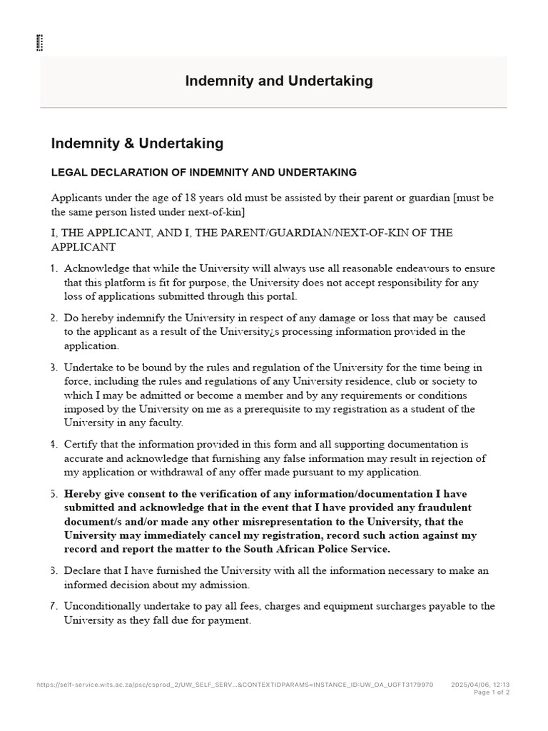 Indemnity and Undertaking Agreement | PDF | Indemnity | Justice