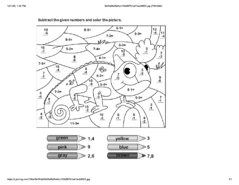 Subtract and Color | PDF