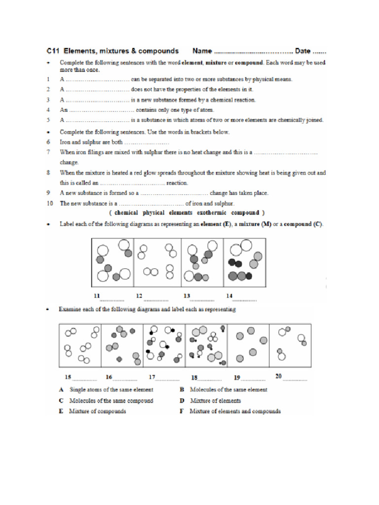 Elements, Compound, Mixtures | PDF