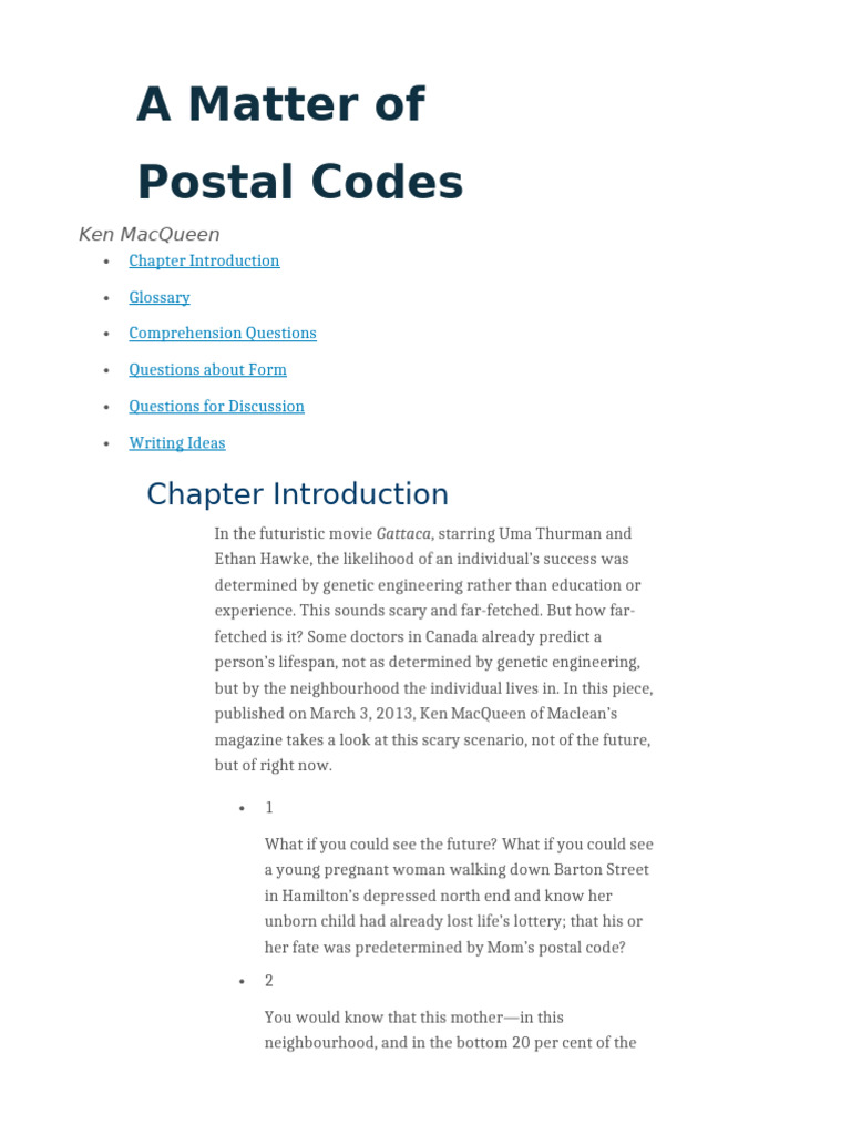 Impact of Postal Codes on Health Outcomes | PDF | Infant Mortality