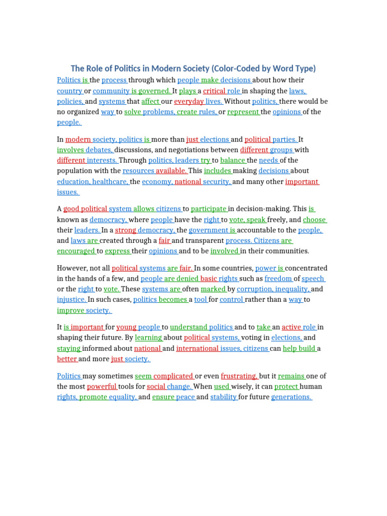 Role of Politics | PDF