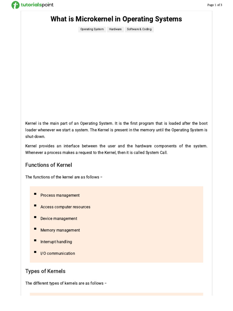 What Is Microkernel in Operating Systems | PDF | Kernel (Operating System) | Operating System