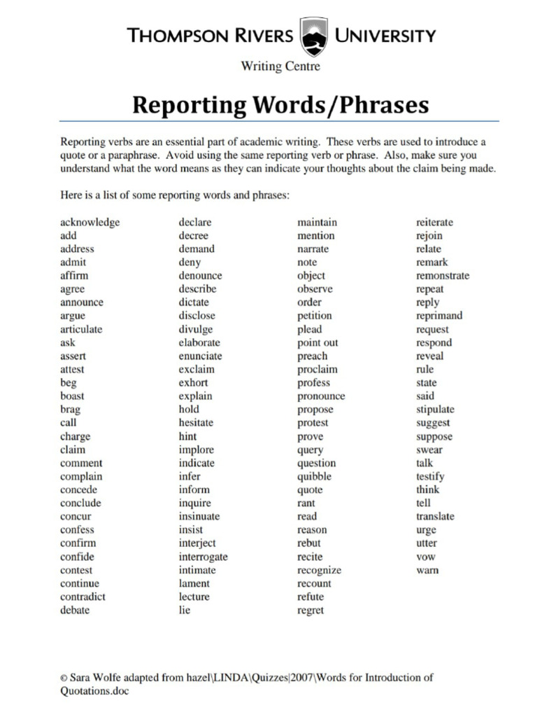 Reporting Words and Phases | PDF