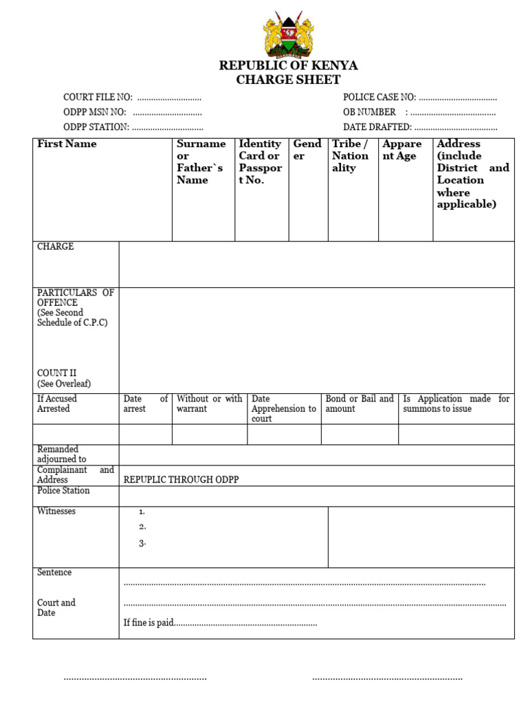 The Charge Sheet (With Court of Arms) | PDF