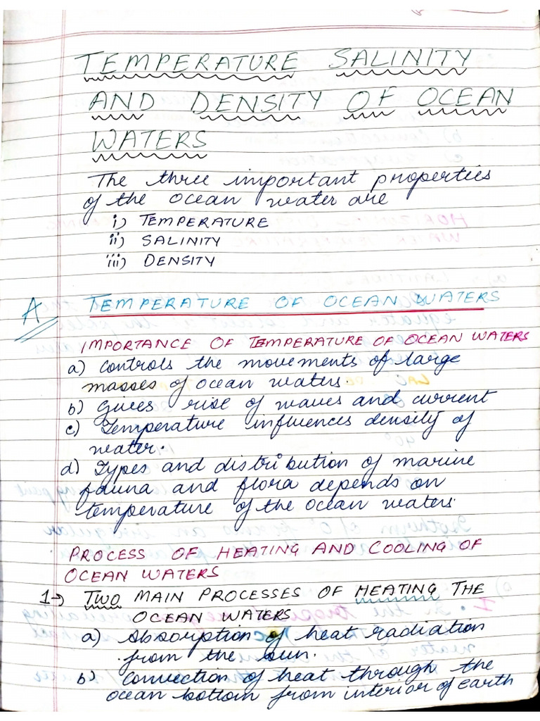 Temperature Salinity and Density of Ocean Waters | PDF