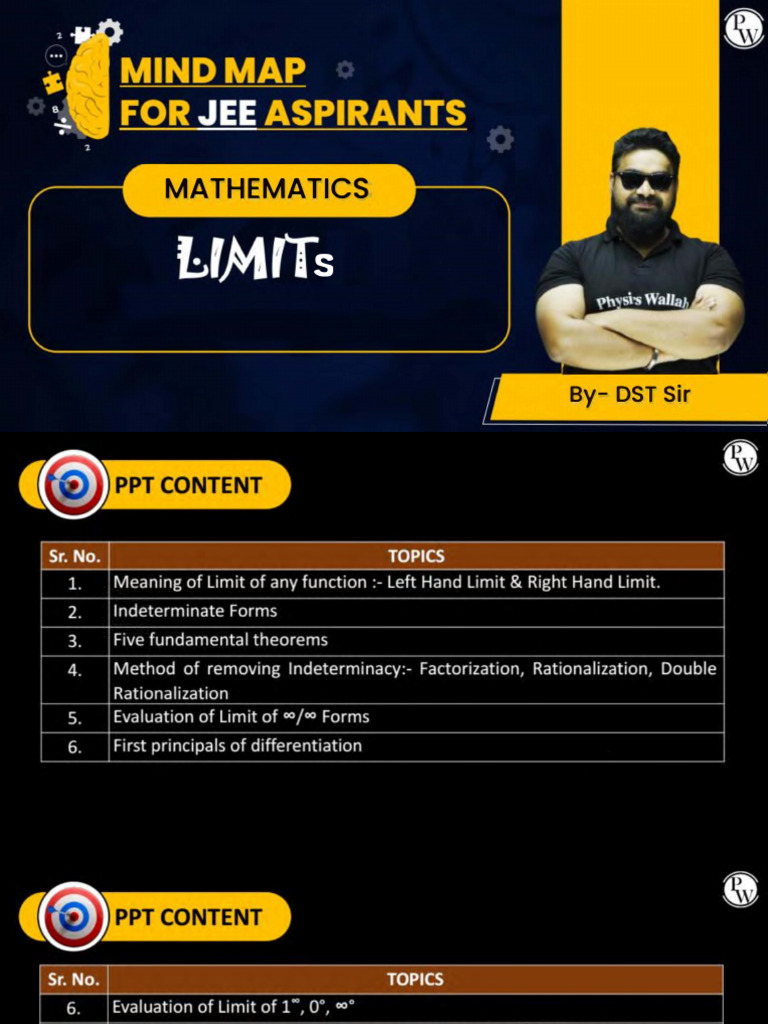 LIMITS Class Notes JEE Mindmap | PDF