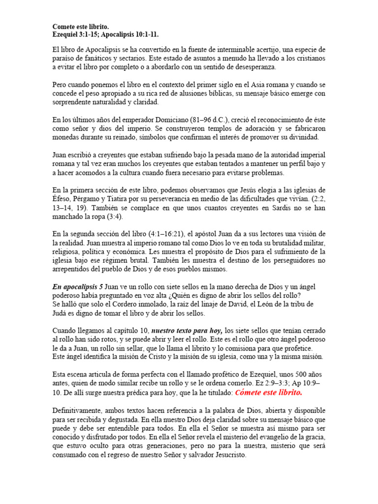Comete Este Librito | PDF | Juan el apóstol | Libro de revelación