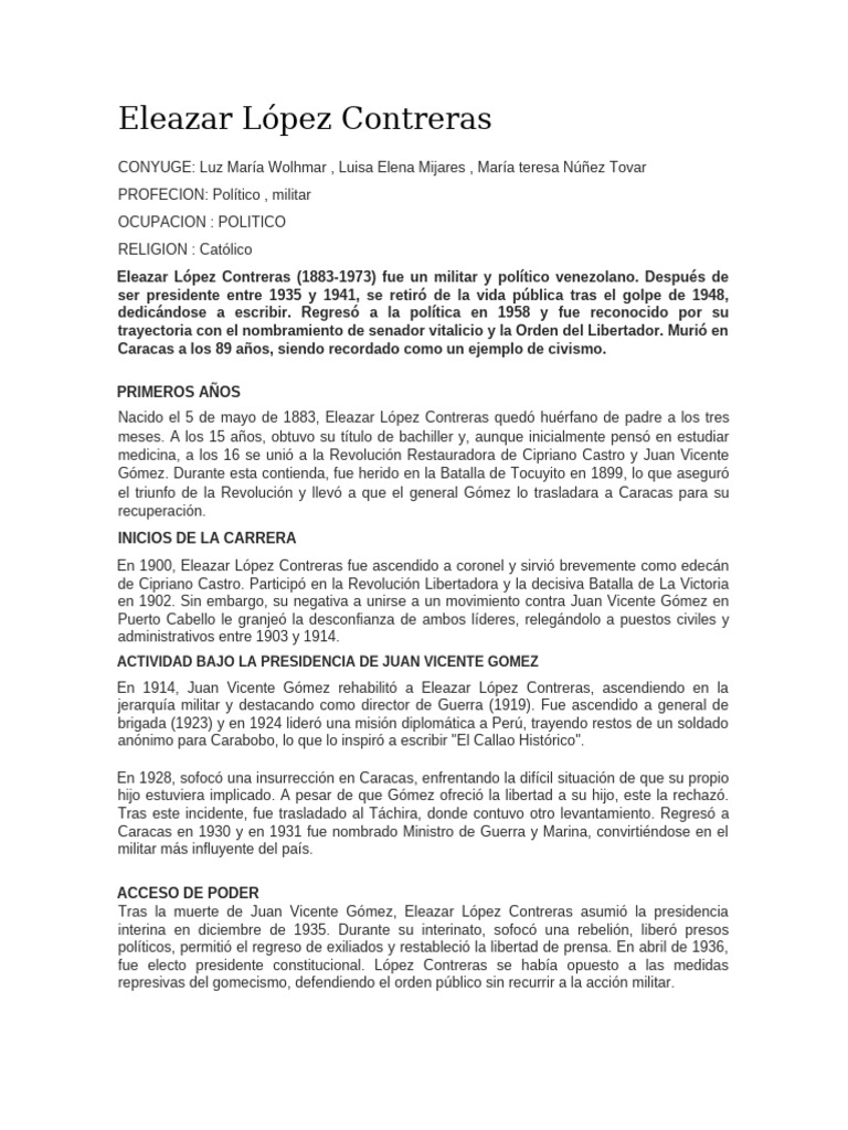 Eleazar Lopez Contreras | PDF | Gobierno | Venezuela