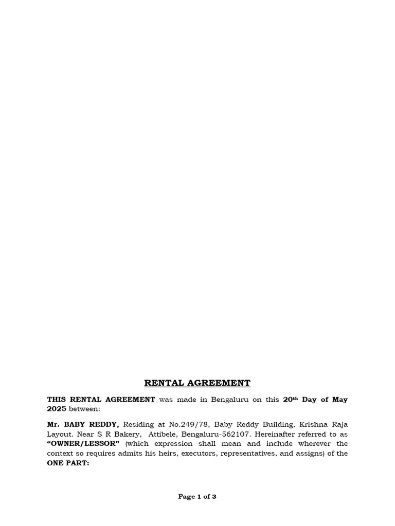 Rental Agreement Sanjeev Kumar | PDF | Lease | Civil Law (Legal System)
