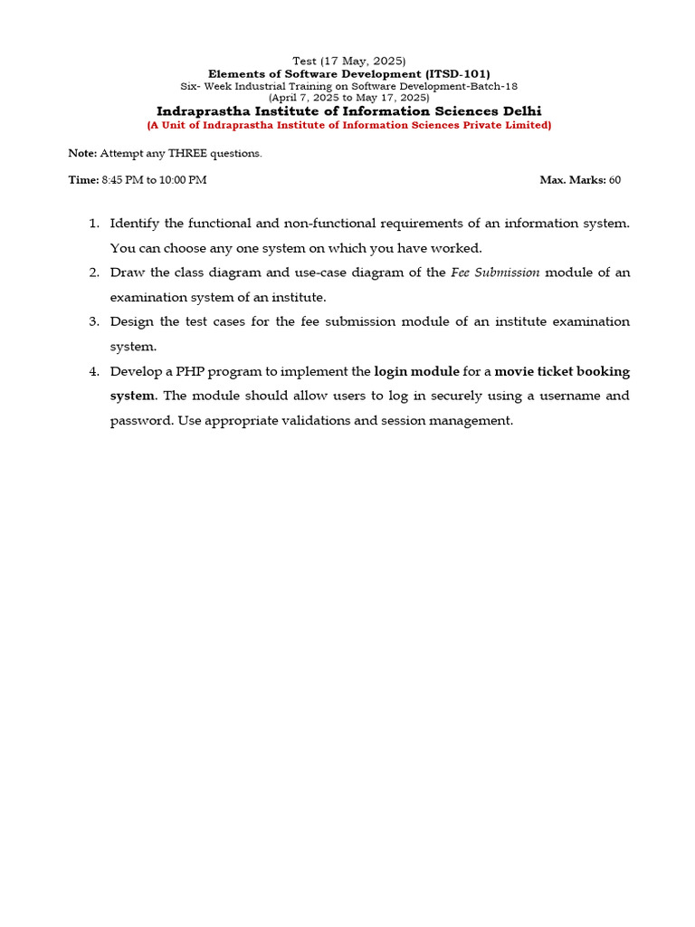 Batch 18-Test Paper | PDF