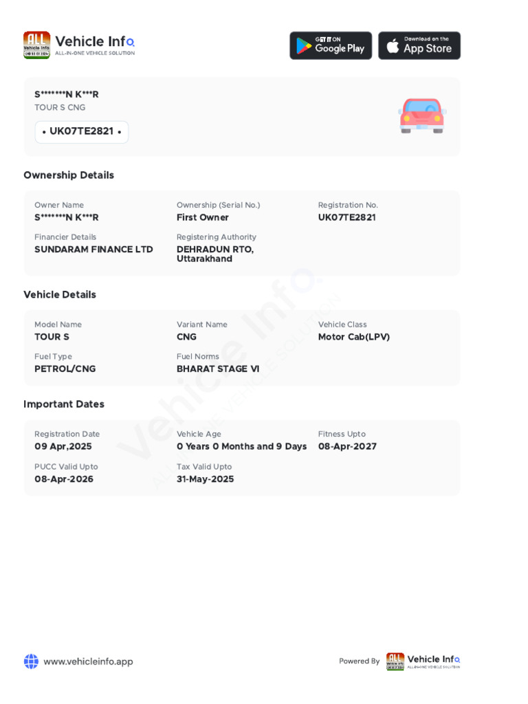 Sundaram Finance Vehicle Ownership Details | PDF