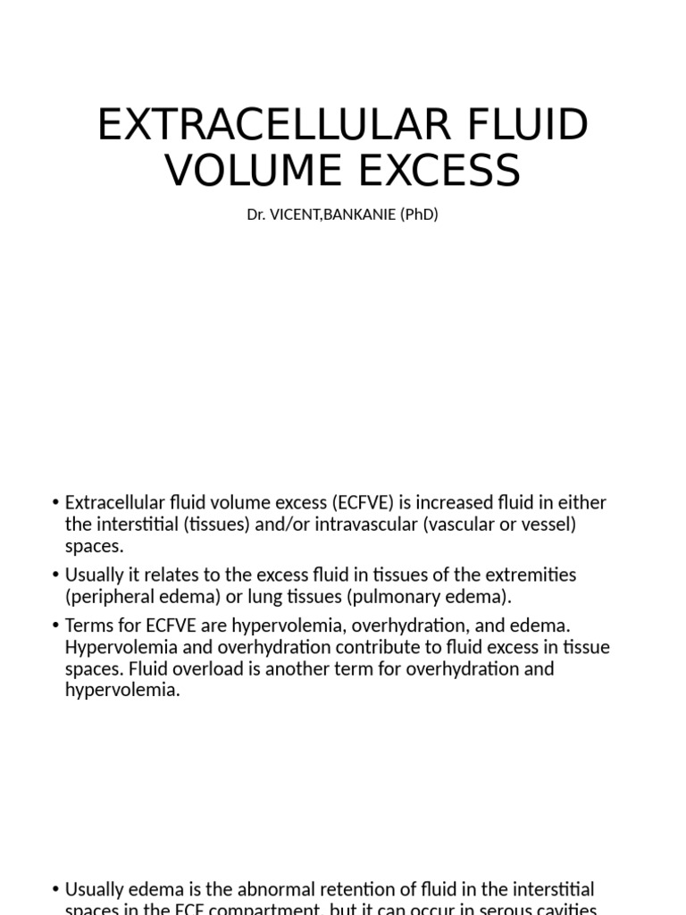 Extracellular Fluid Volume Excess Lect 3 | PDF | Edema | Clinical Medicine