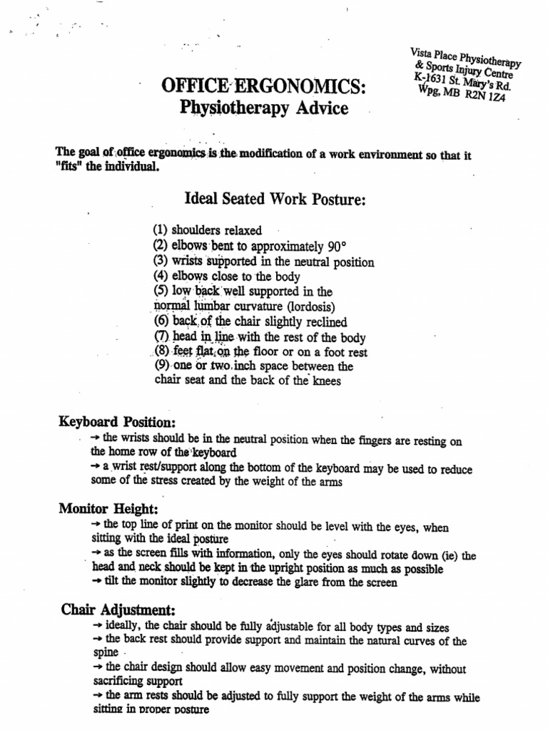 Office Ergonomics | PDF