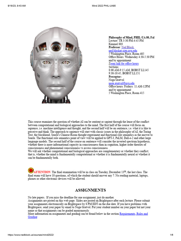 Philosophy of Mind (Block) | PDF | Consciousness | Philosophy Of Mind