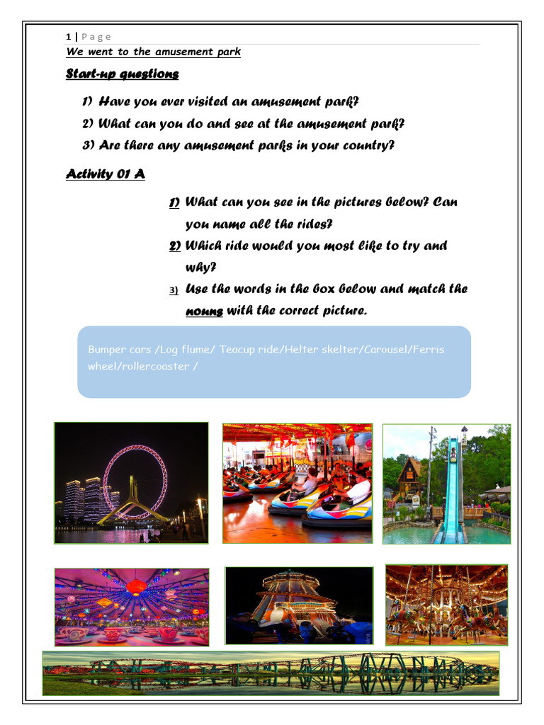A Day at The Amusment Park1 | PDF | Verb | Grammatical Tense