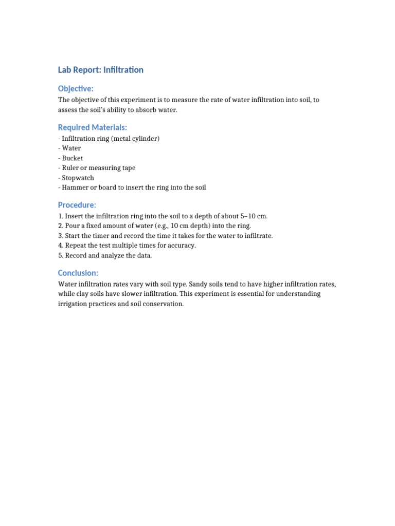 Infiltration Lab Report | PDF
