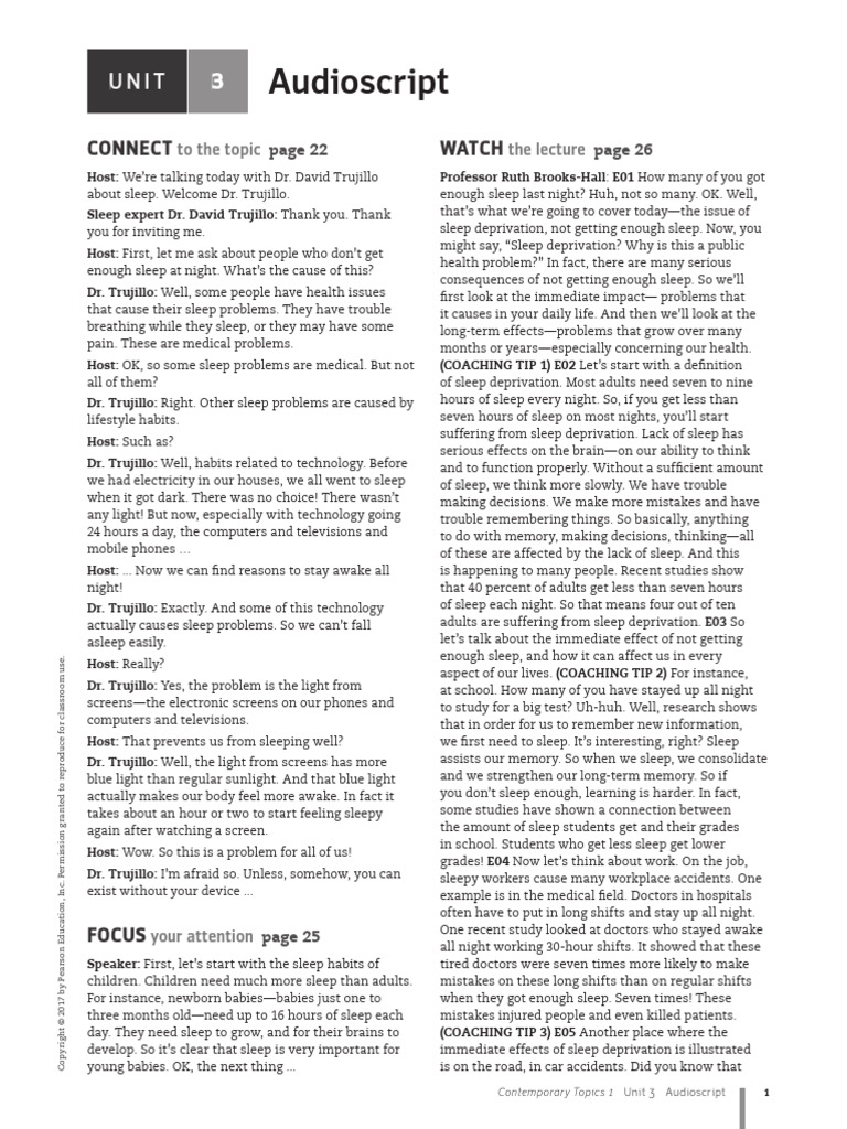 Cont TP Lvl1 0648 U03 SB Audio | PDF | Sleep | Sleep Deprivation