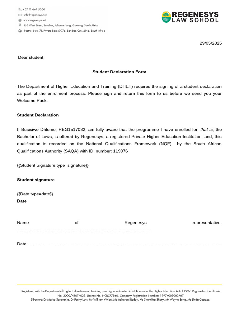 Declaration Letter | PDF