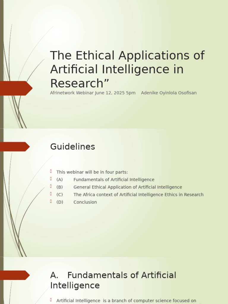 The Ethical Applications of Artificial Intelligence in Research | PDF ...