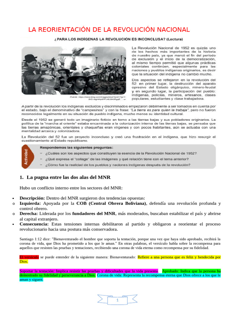 Reorientación de la Revolución Nacional | PDF | Bolivia