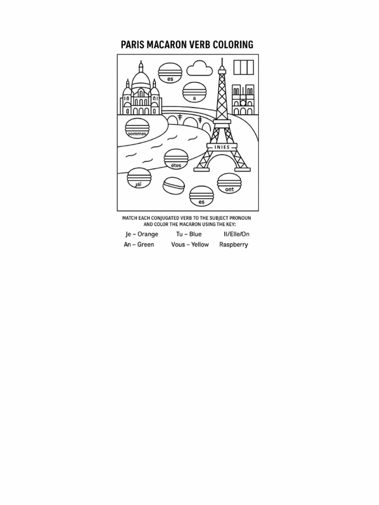 Paris Macaron Coloring Worksheet | PDF