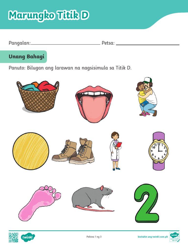 Marungko Worksheet - Titik D | PDF