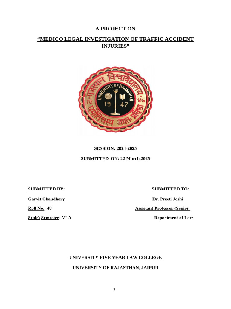 6th SEM Forensic Project 2 | PDF | Traffic Collision | Forensic Science