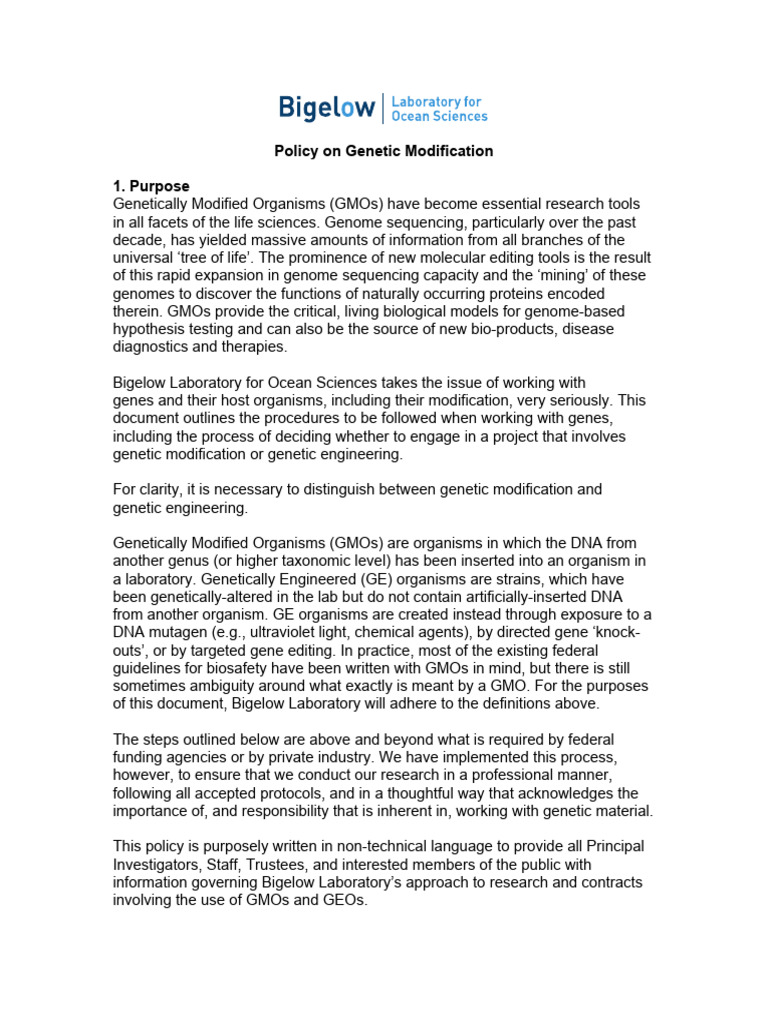 GMO Policy and Procedures April 2016 | PDF | Genetic Engineering ...