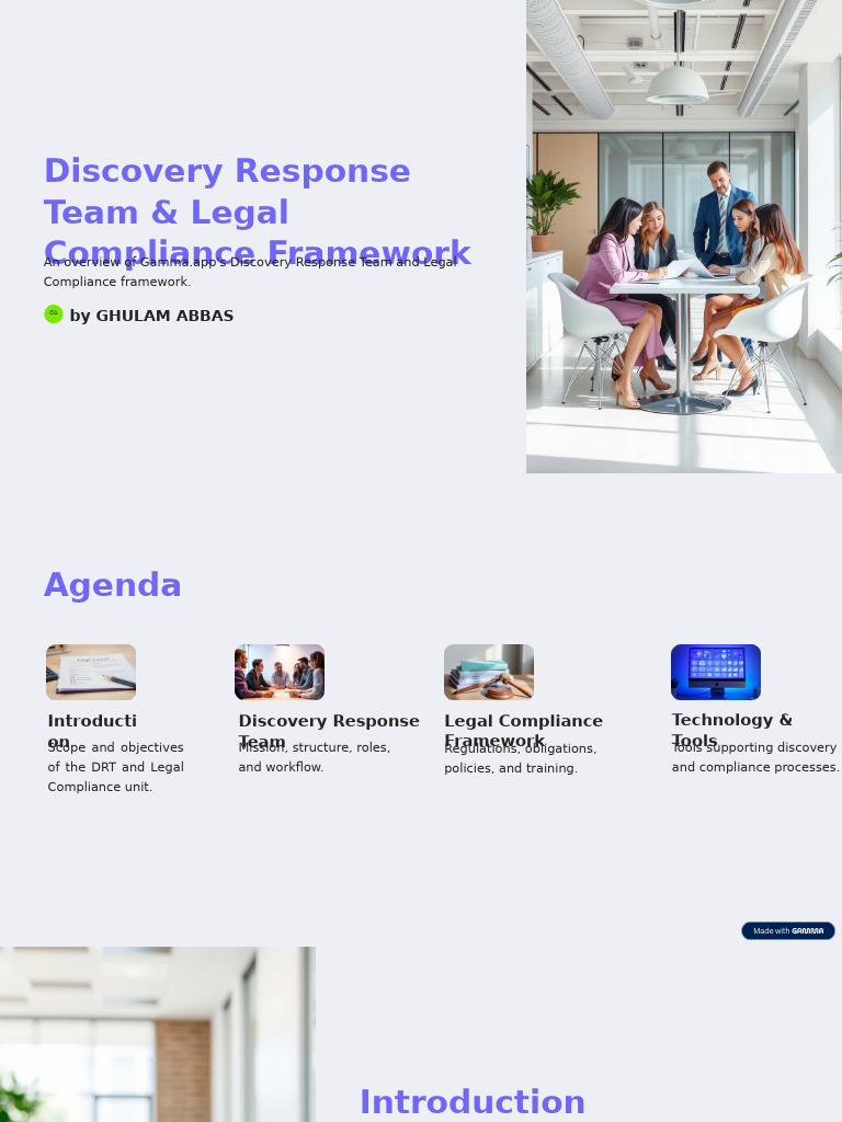 Discovery Response Team and Legal Compliance Framework | PDF ...