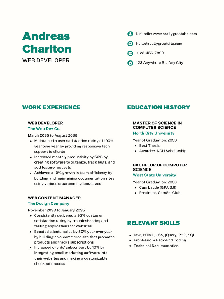 Systems Design Resume in Dark Green Beige Bold Accent Style | PDF | Web ...